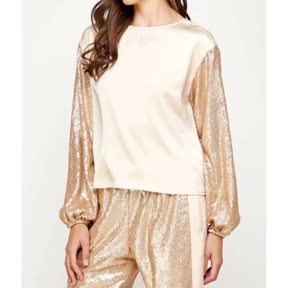 Strut & Bolt | Tops | New Strut Bolt Satin Blouse With Sequins Contrast ...